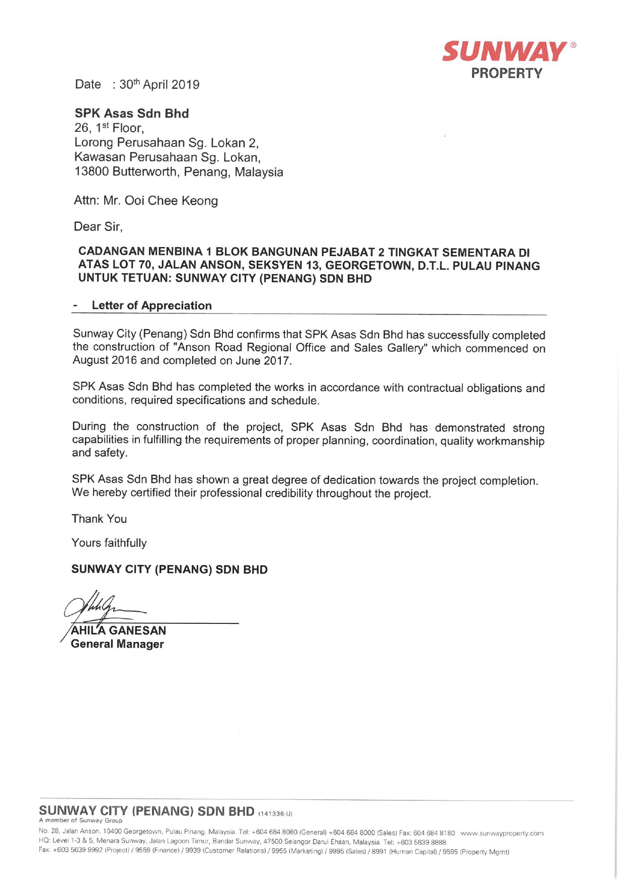 Sunway Sales Office at Anson Road, Penang – SPK Asas